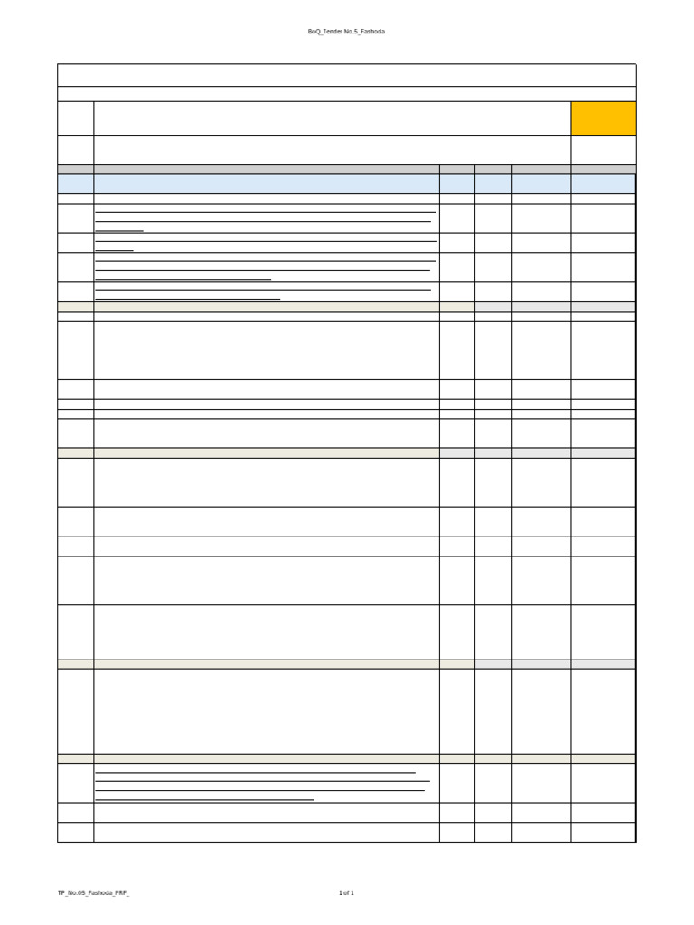 Fashoda Tender No.5 Bill of Quantities | PDF | Concrete | Insurance