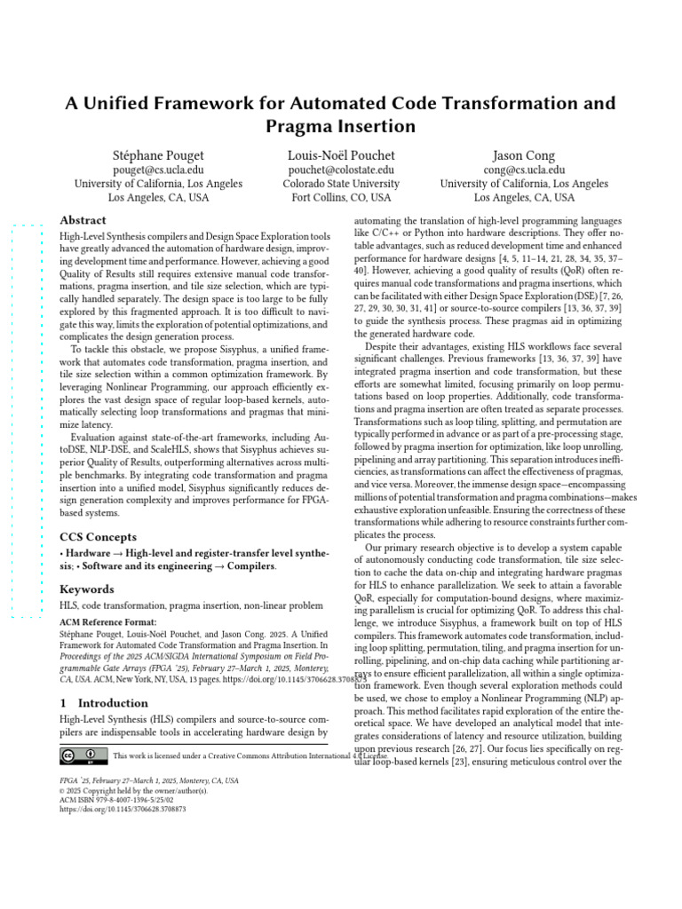 A Unified Framework For Automated Code Transformation and Pragma Insertion | PDF | Control Flow ...