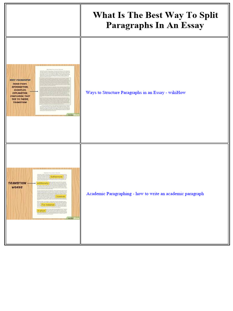 What is the Best Way to Split Paragraphs in an Essay | PDF | Essays ...
