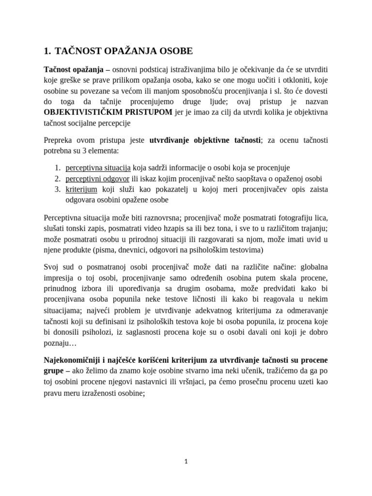 Socijalna Percepcija Havelka | PDF