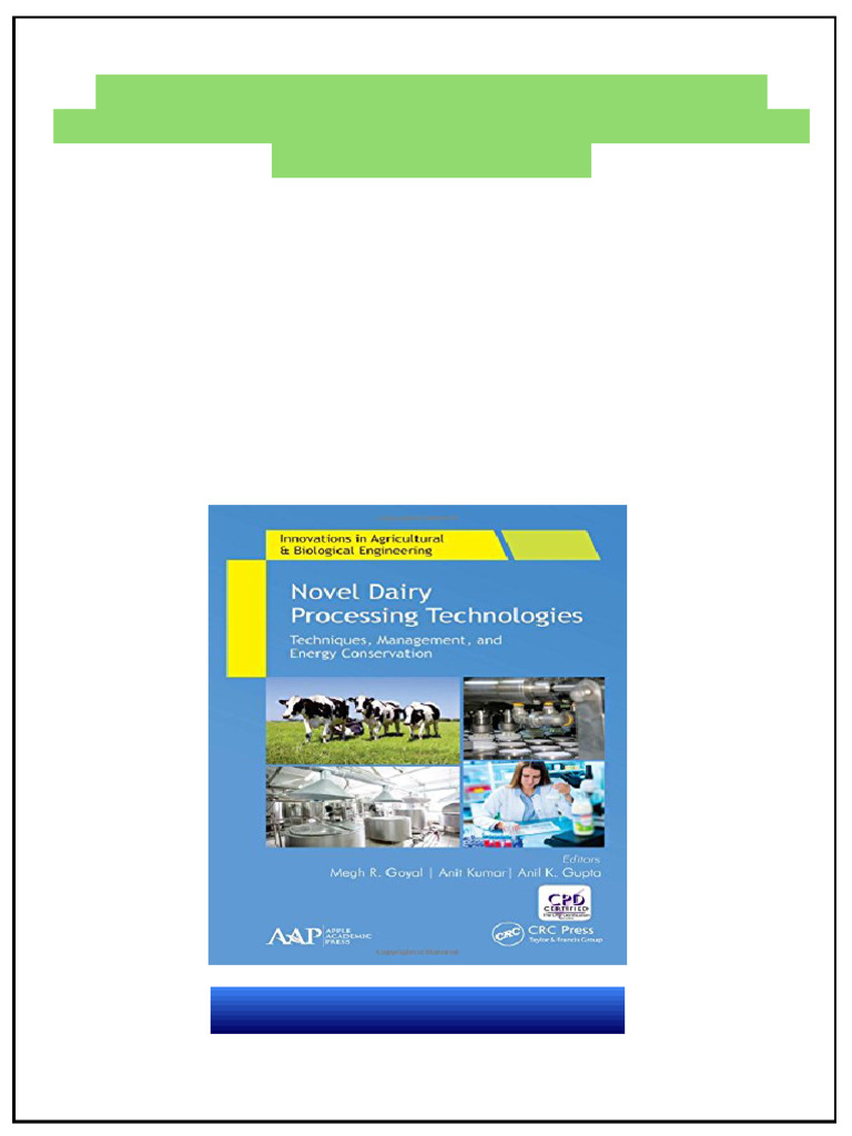 Novel Dairy Processing Technologies Techniques Management and Energy ...
