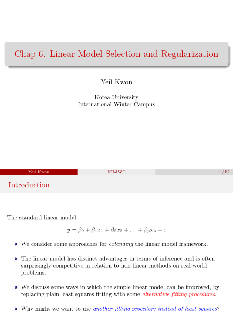 Linear Model Selection & Regularization Techniques | PDF | Linear ...
