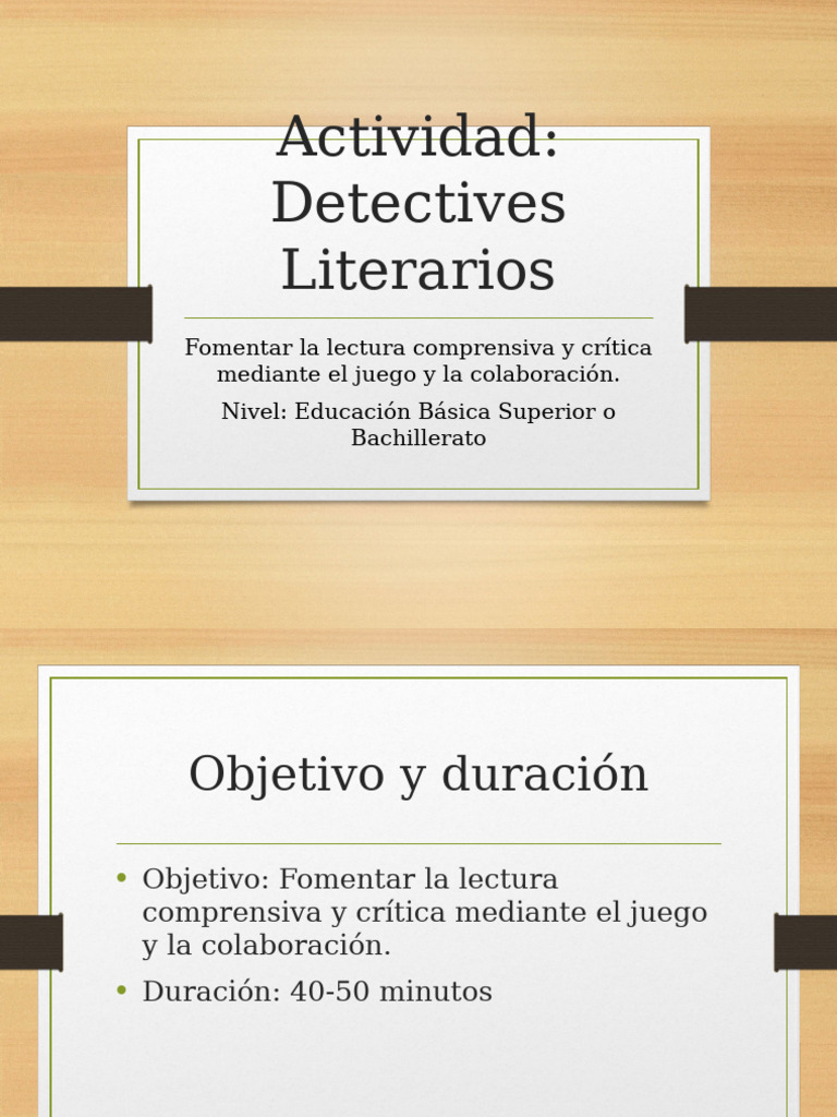 Detectives Literarios: Fomento de Lectura | PDF