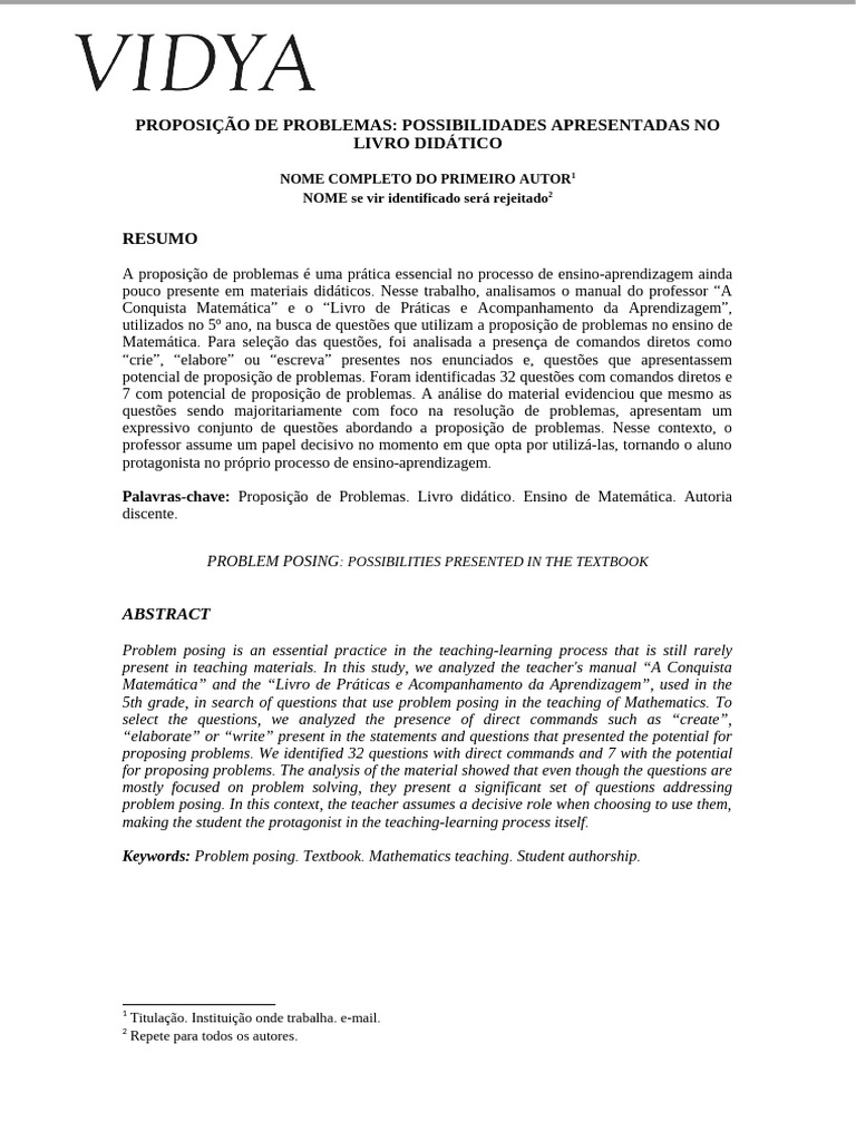 Template+Vidya+Artigo | PDF | Pedagogia | Pensamento