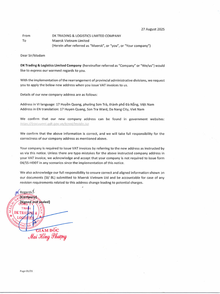 Official Letter Form Dklog | PDF