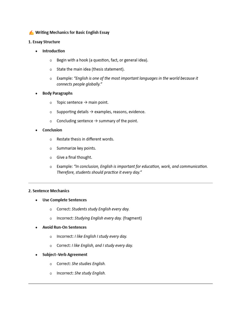 Essay Writing Mechanics Guide | PDF | English Language | Essays