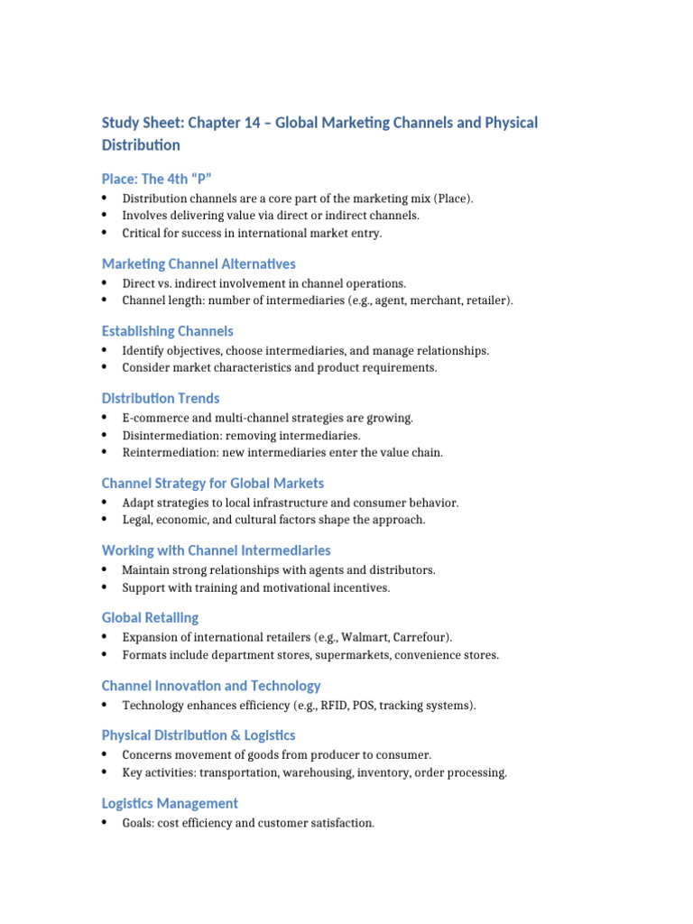 Global Marketing Channels & Distribution Guide | PDF
