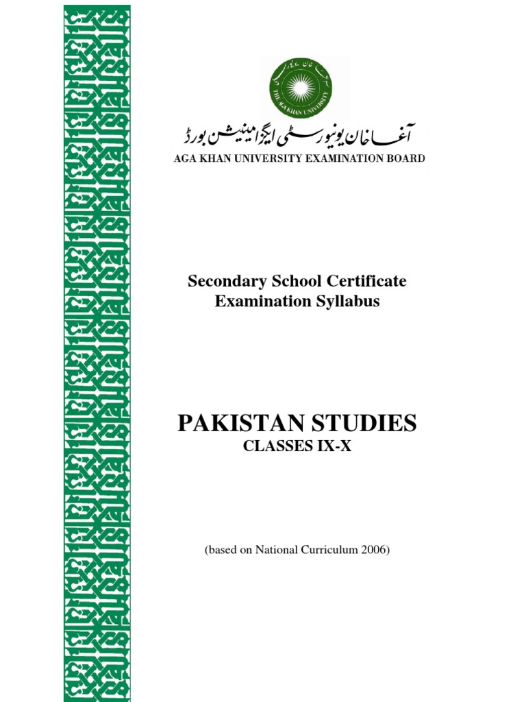 Pakistan Studies Syllabus for Classes IX-X | PDF
