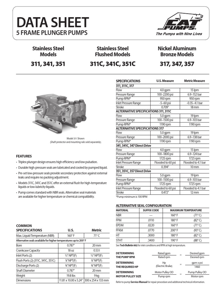5 Frame Plunger Pump Specifications | PDF | Pump | Mechanical Engineering
