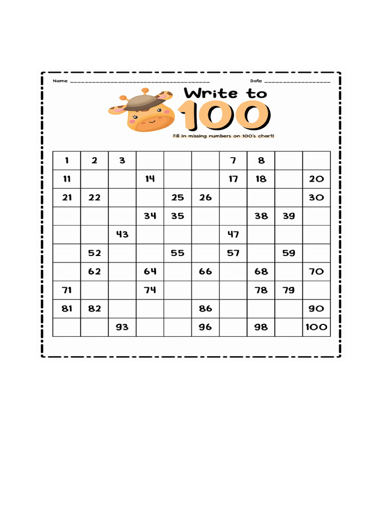 Printable Hundreds Chart With Missing Numbers 164141.Png | PDF