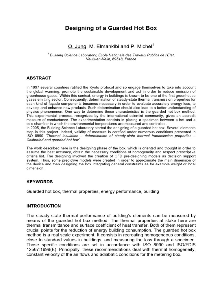 Designing a Guarded Hot Box for Thermal Testing | PDF | Temperature | Heat