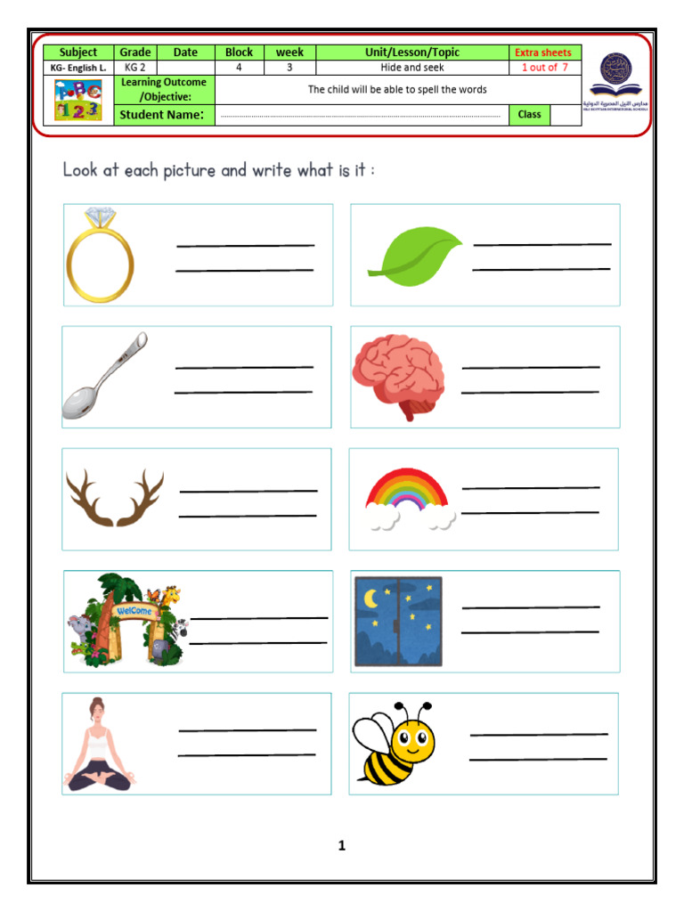 KG 2 English and Math Lesson Plans | PDF | Learning | Cognition