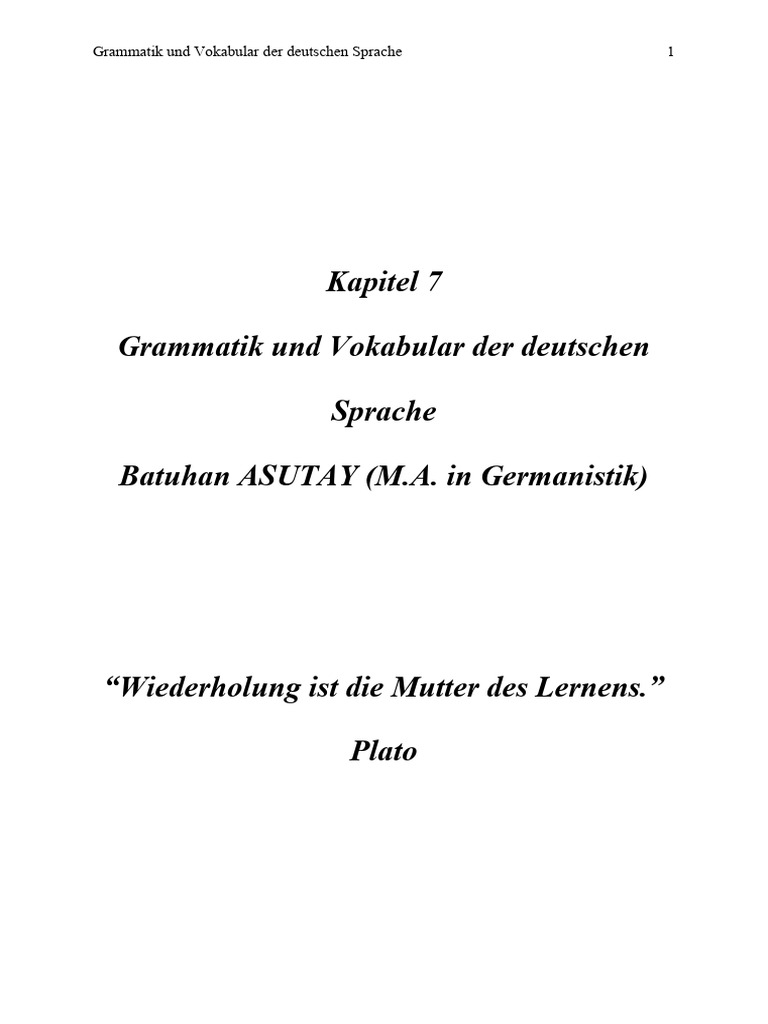Grammatik Und Vokabular Der Deutschen Sprache | PDF