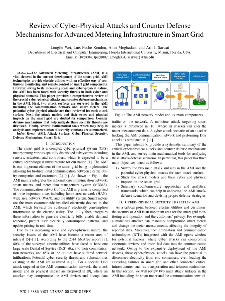 Cyber-Physical Attacks in Smart Grid AMI | PDF | Computer Security ...