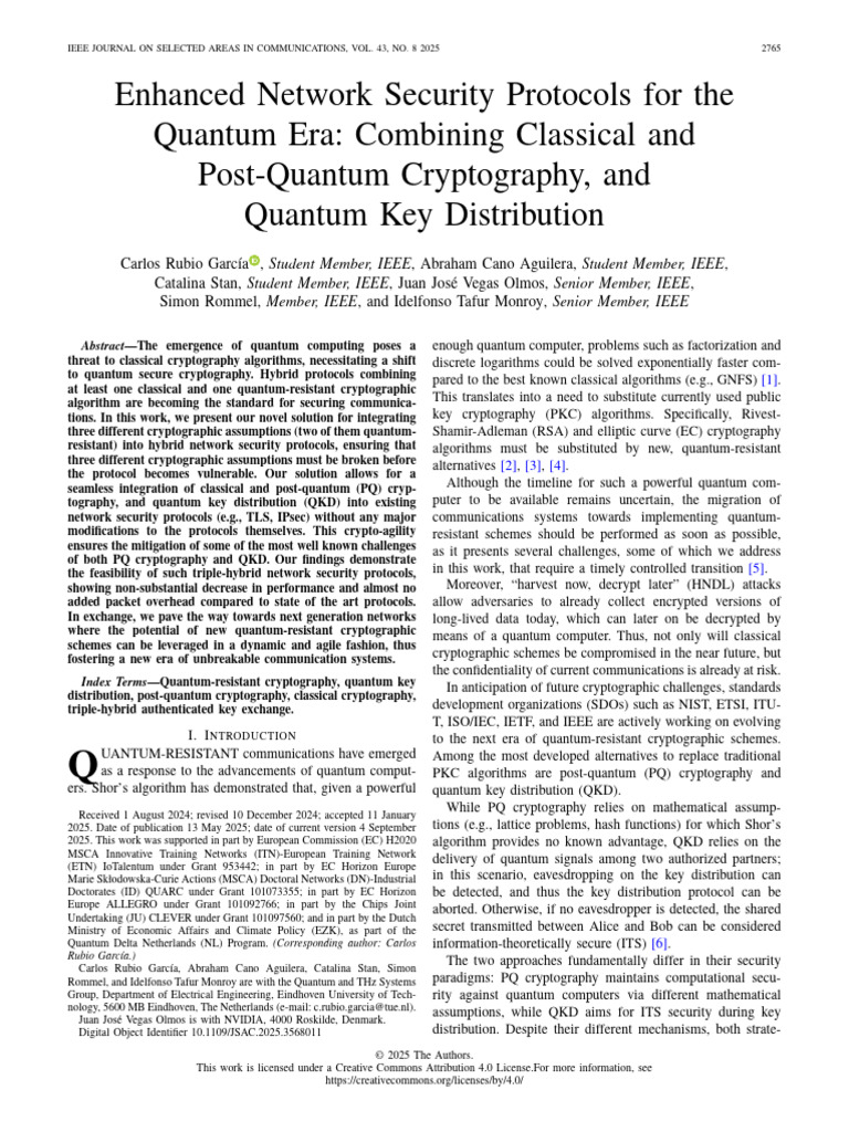 Enhanced Network Security Protocols For The Quantum Era Combining Classical and Post-Quantum ...