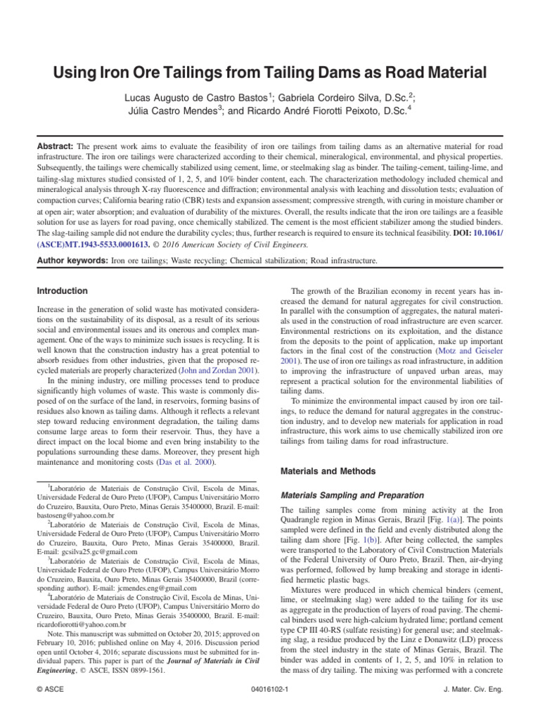 2016 - Bastos Et Al - Using Iron Ore Tailings From Tailing Dams As Road ...