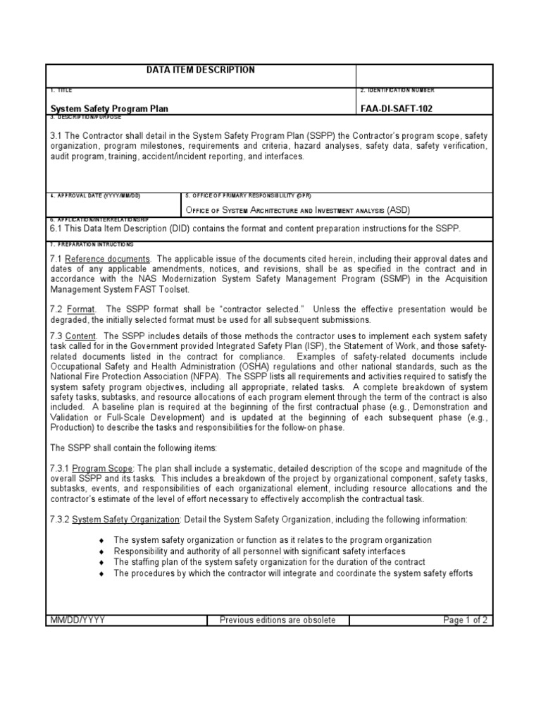Faa Di Saft 102 - System Safety Program Plan | PDF | Safety | Systems ...