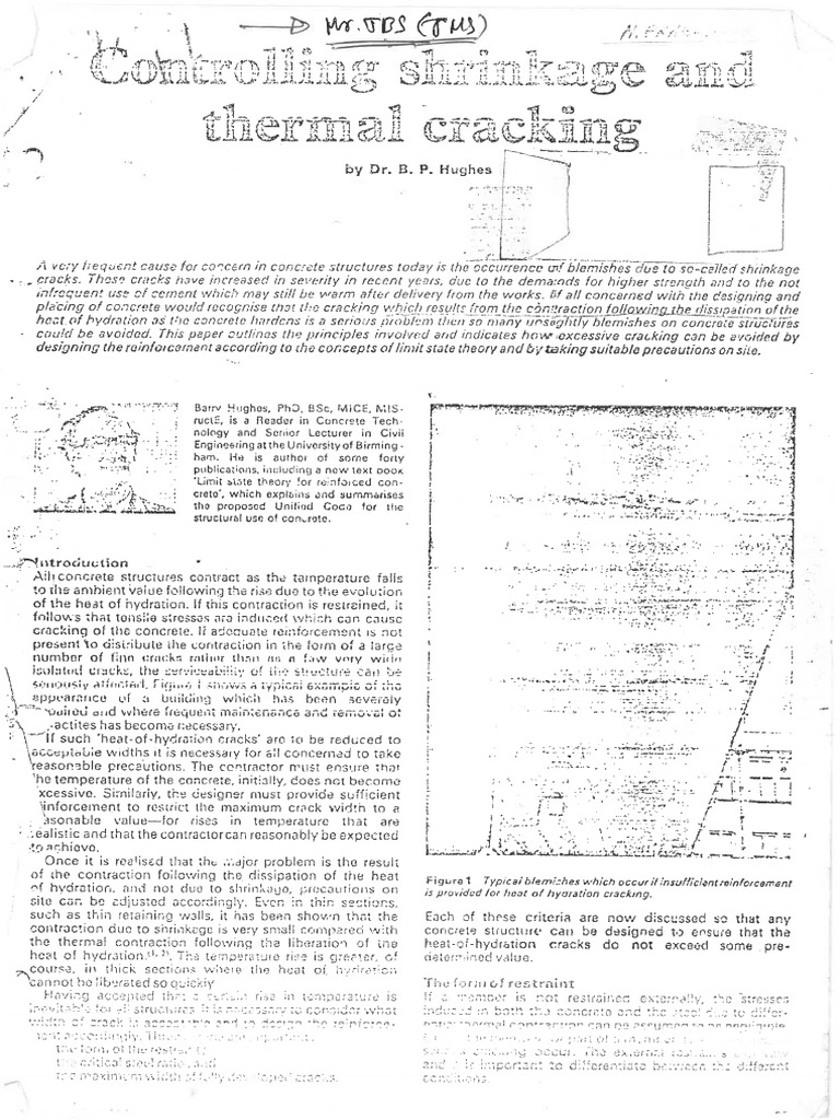 Controlling Shrinkage and Thermal Cracking Hughes | PDF