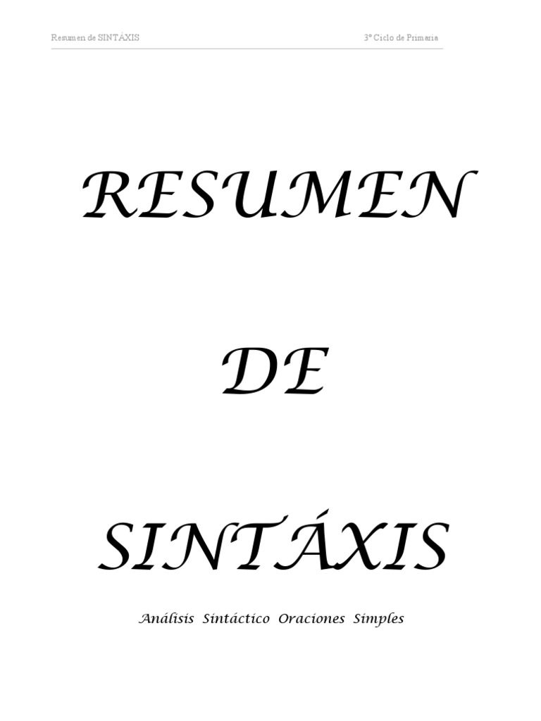 Resumen Sintaxis | PDF | Predicado (Gramática) | Asunto (gramática)