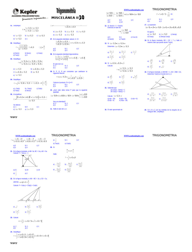 TR-08F-10 (Miscelánea II) C3-C4-C5 | PDF | Trigonometría | Matemática Elemental