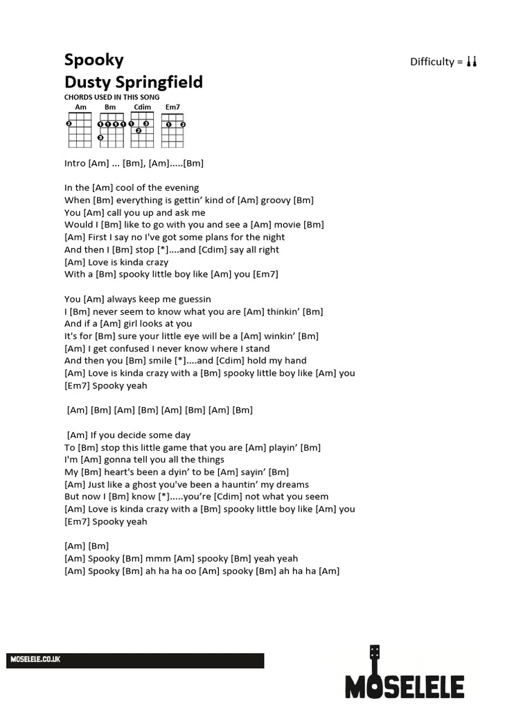 Spooky Song Chords and Lyrics | PDF