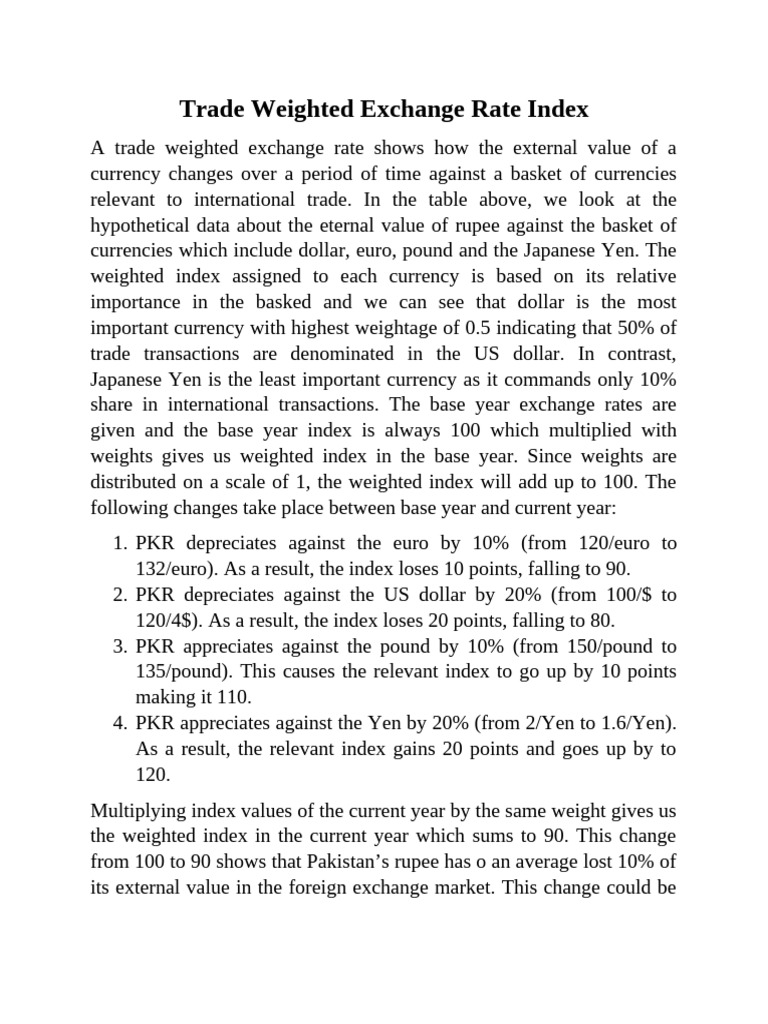 Trade Weighted Exchange Rate Index | PDF