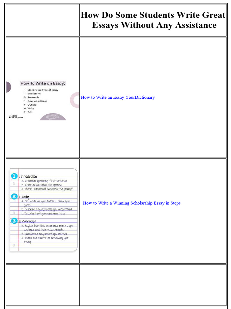 How Do Some Students Write Great Essays Without Any Assistance | PDF ...