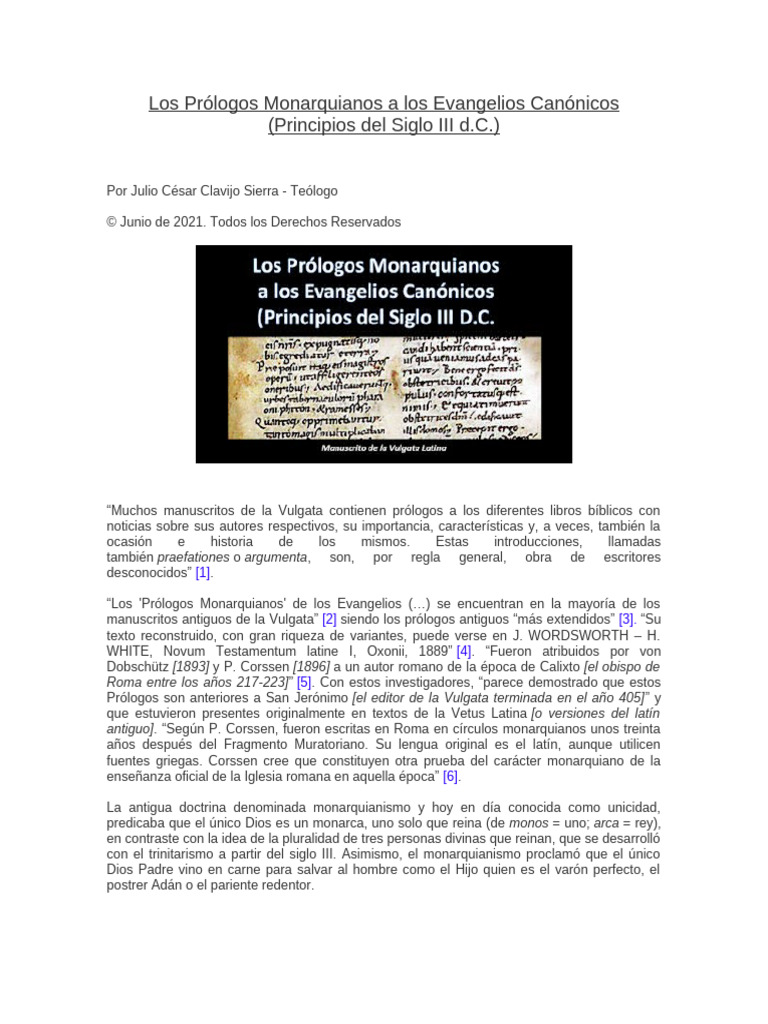 Prólogos Monarquianos de los Evangelios | PDF | Cristo (título) | Juan ...
