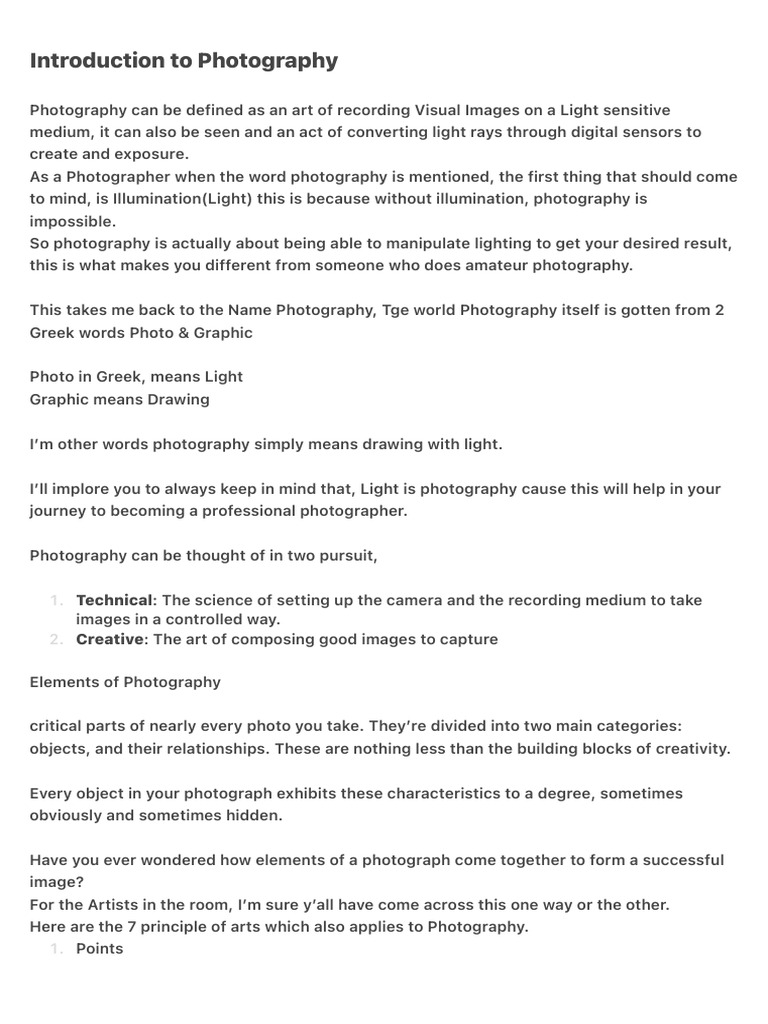 Introduction To Photography Kuju Johnson | PDF | Composition (Visual Arts) | Shape