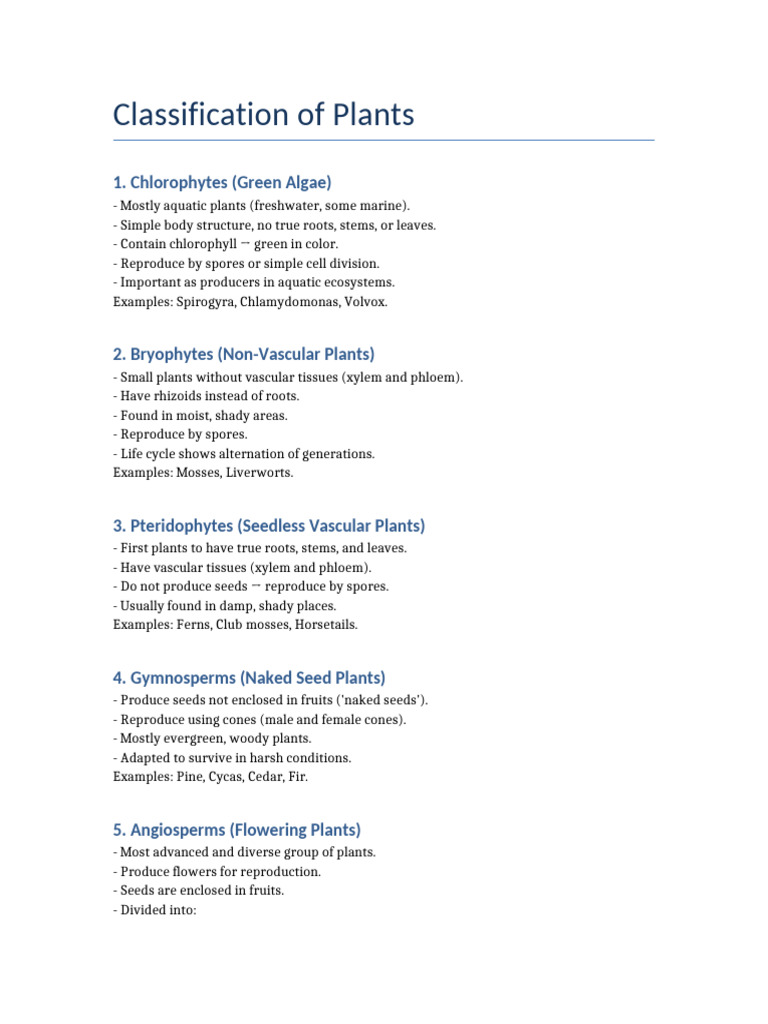 Classification of Plants | PDF