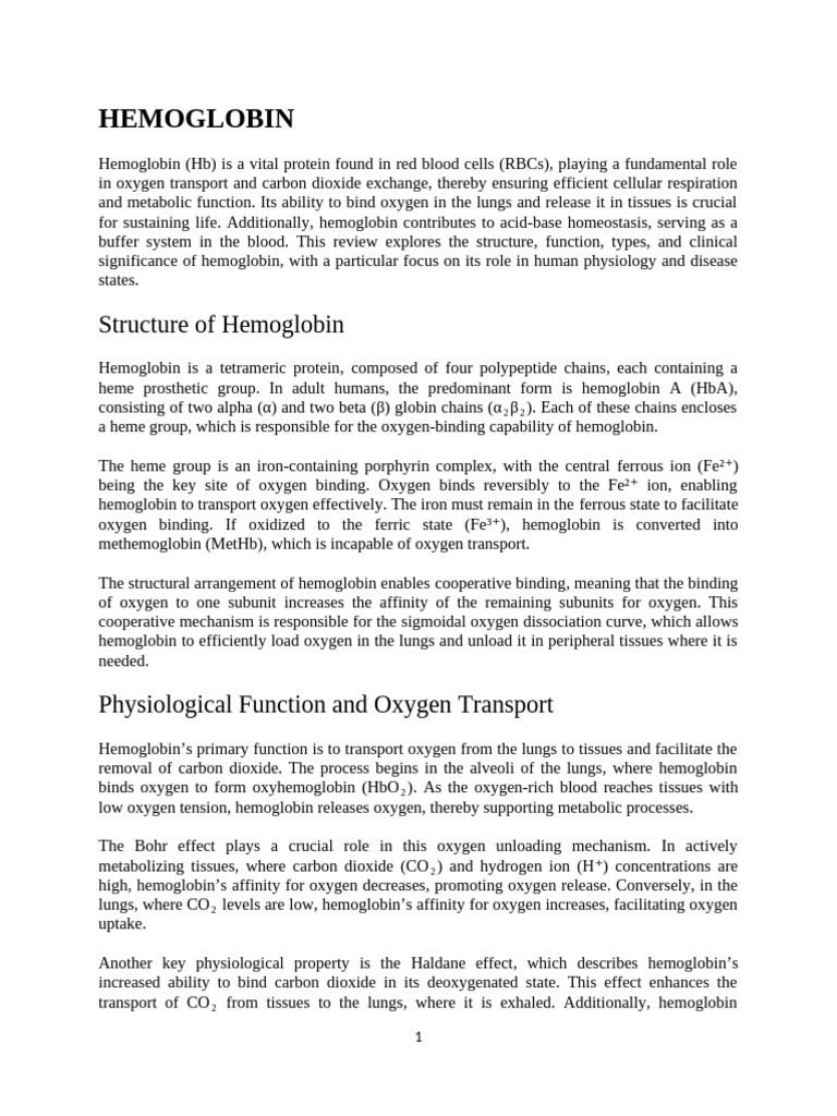 Hemoglobin | PDF | Hemoglobin | Anemia