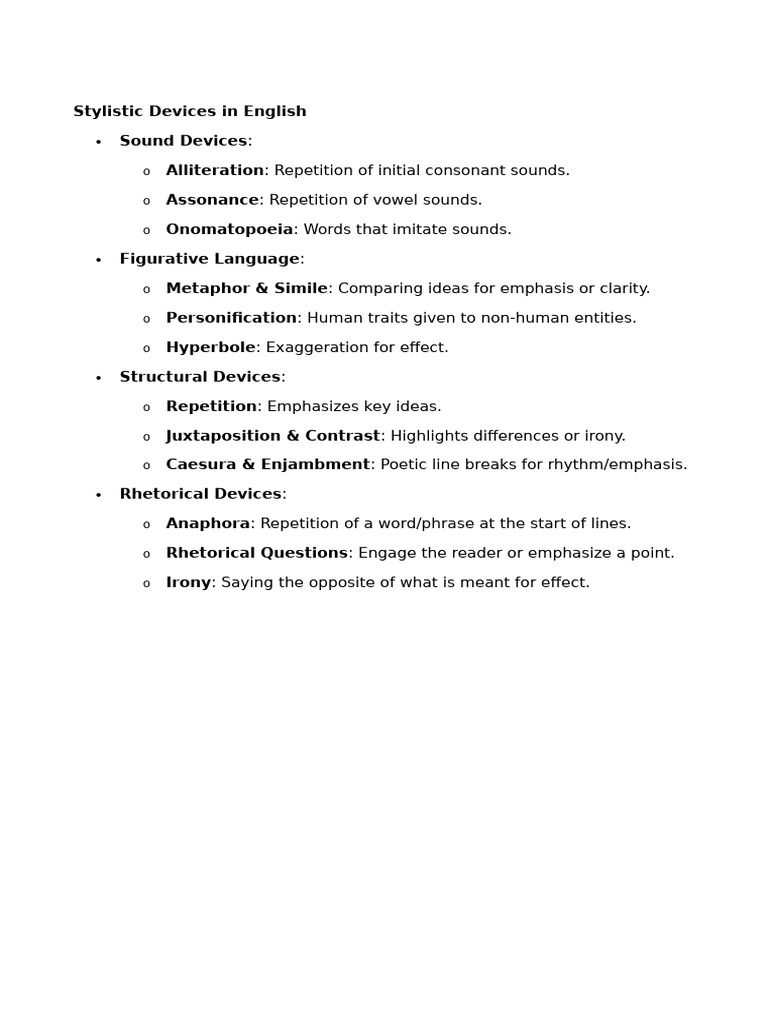 Stylistic Devices in English | PDF