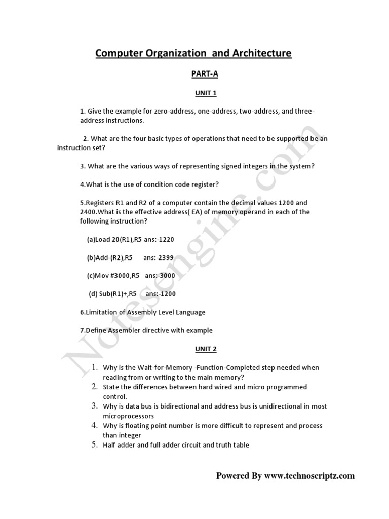 Computer Organization and Architecture: Part-A | PDF | Instruction Set | Computer Data Storage