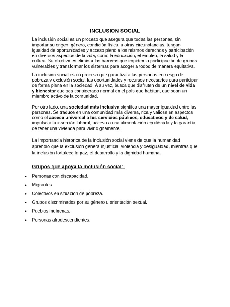 La Inclusión Social y Genero | PDF | Inclusión (Educación) | Igualdad ...