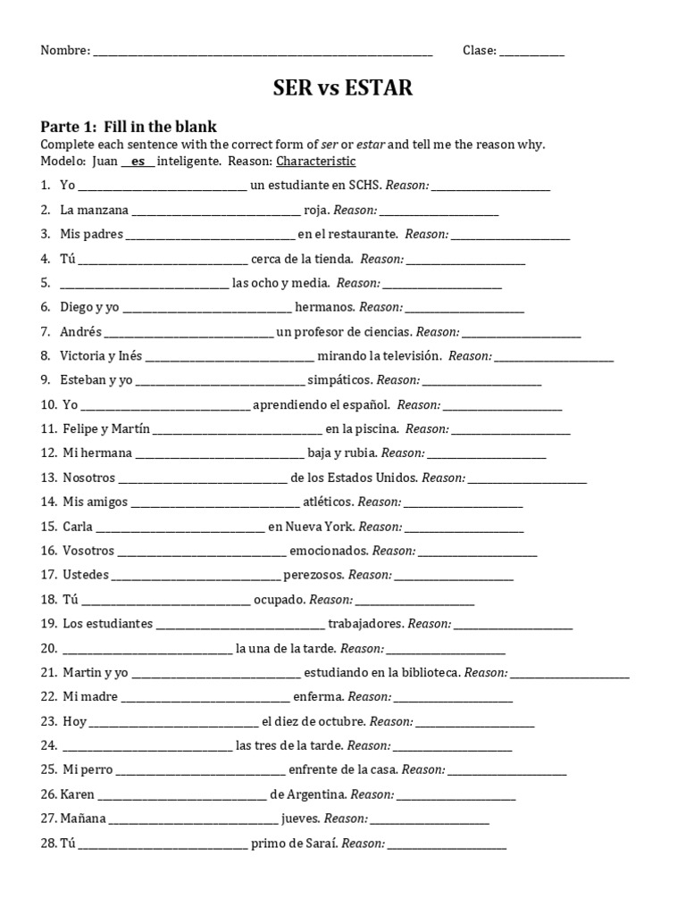 SER Vs ESTAR Handout | PDF
