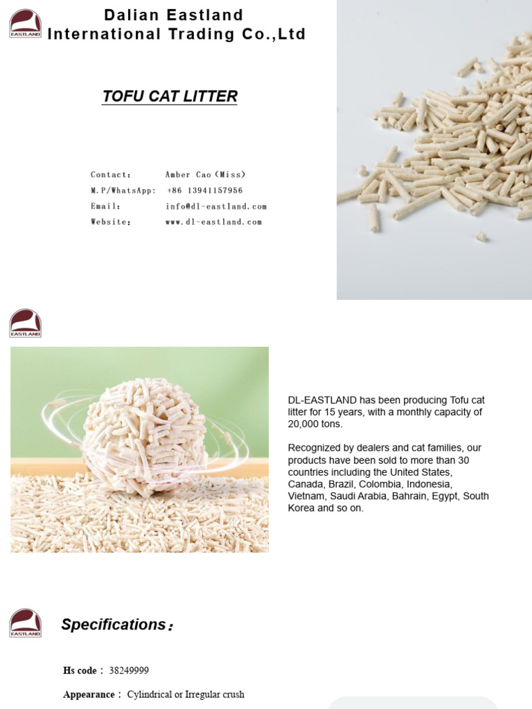 Tofu Cat Litter by Dalian Eastland | PDF