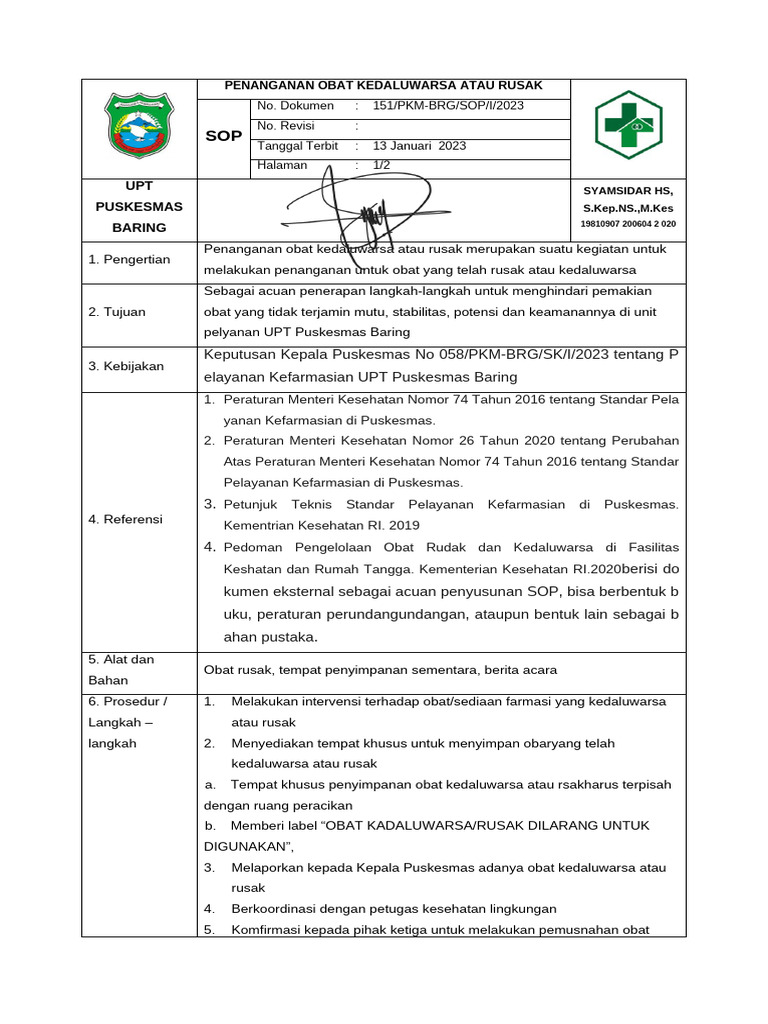Penanganan Obat Kedaluwarsa dan Rusak | PDF