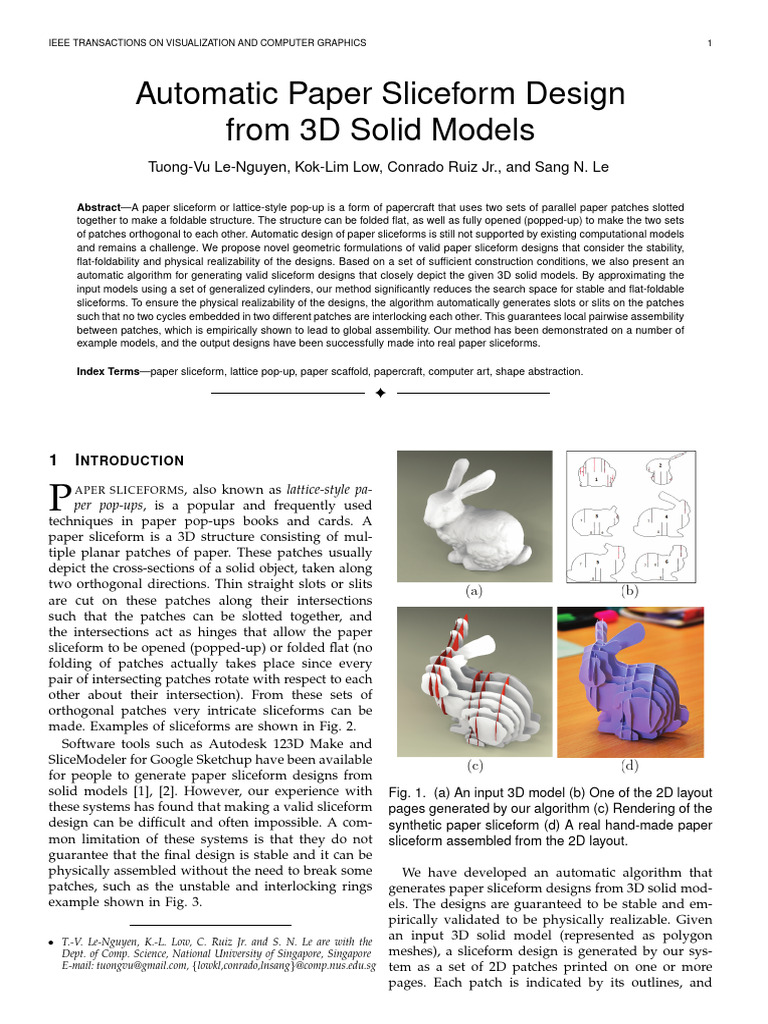 Automatic Paper Sliceform Design From 3D Solid Models | PDF | Origami ...