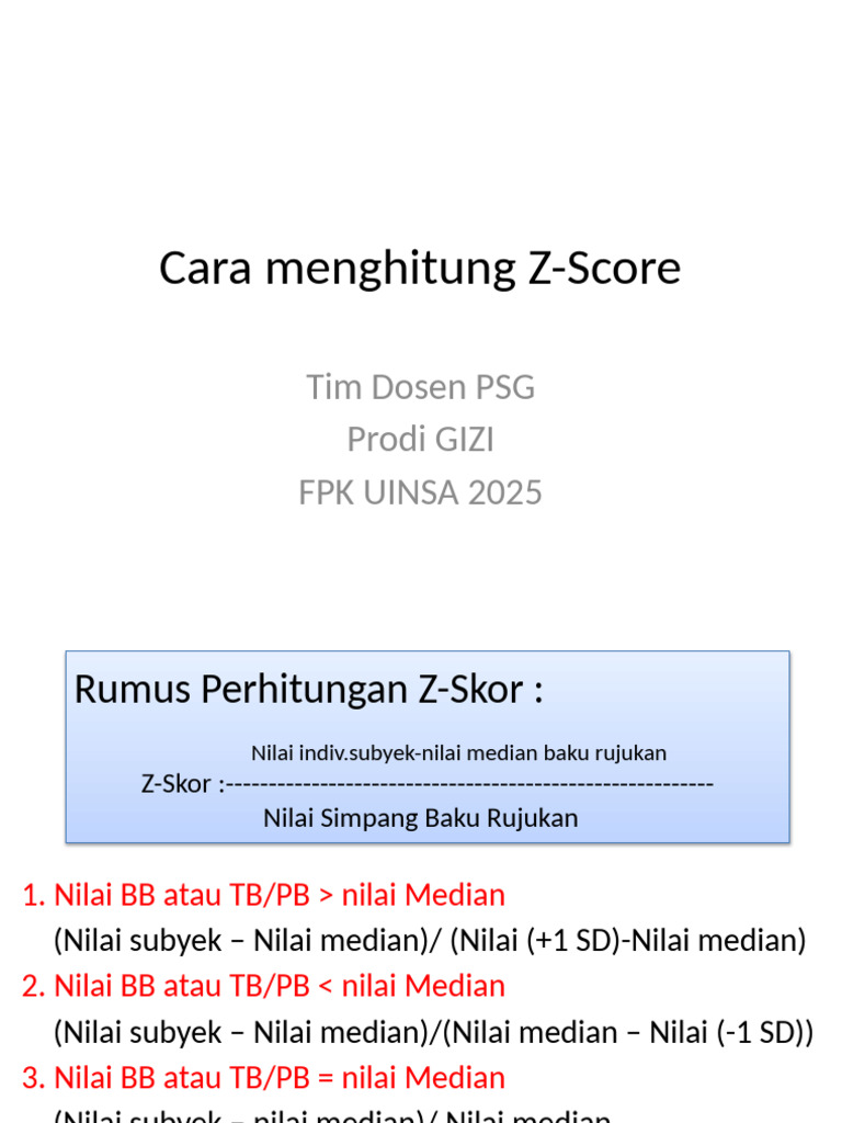 Menghitung Z-Score untuk Status Gizi | PDF