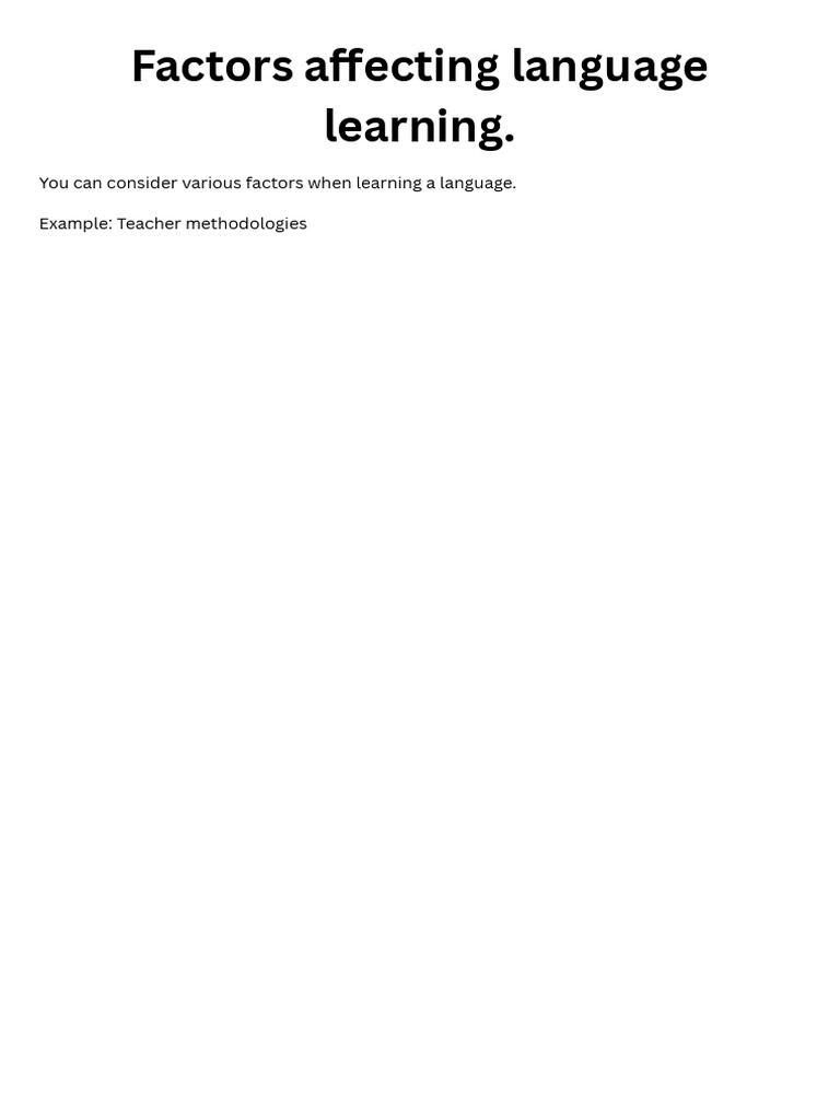 Factors Affecting Language Learning. | PDF