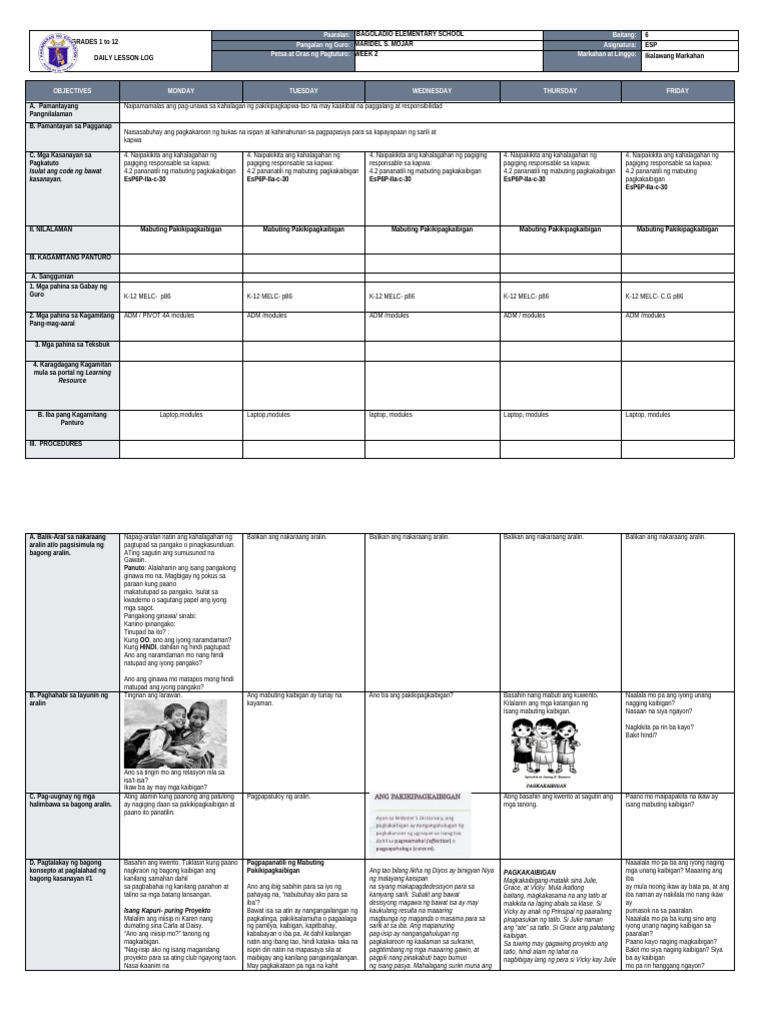 DLL - Esp 6 - Q2 - W2 | PDF