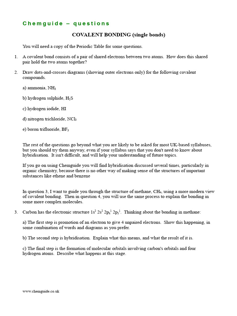 Covalent Bonding | PDF | Chemical Bond | Covalent Bond