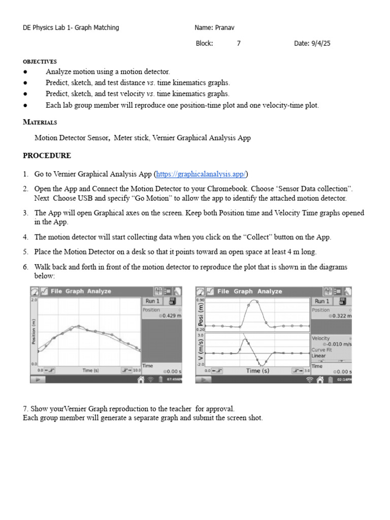 de Lab 1 - Graph Matching Lab | PDF | Velocity | Physics