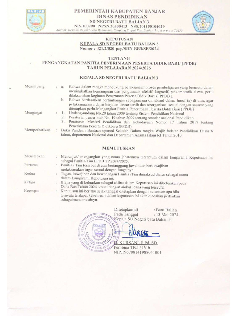 SK SPMB TAHUAN 2024-2025 dAN 2025-2026 | PDF