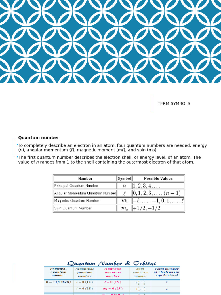 Lecture Seven- Term Symbols | PDF | Physical Chemistry | Quantum Mechanics
