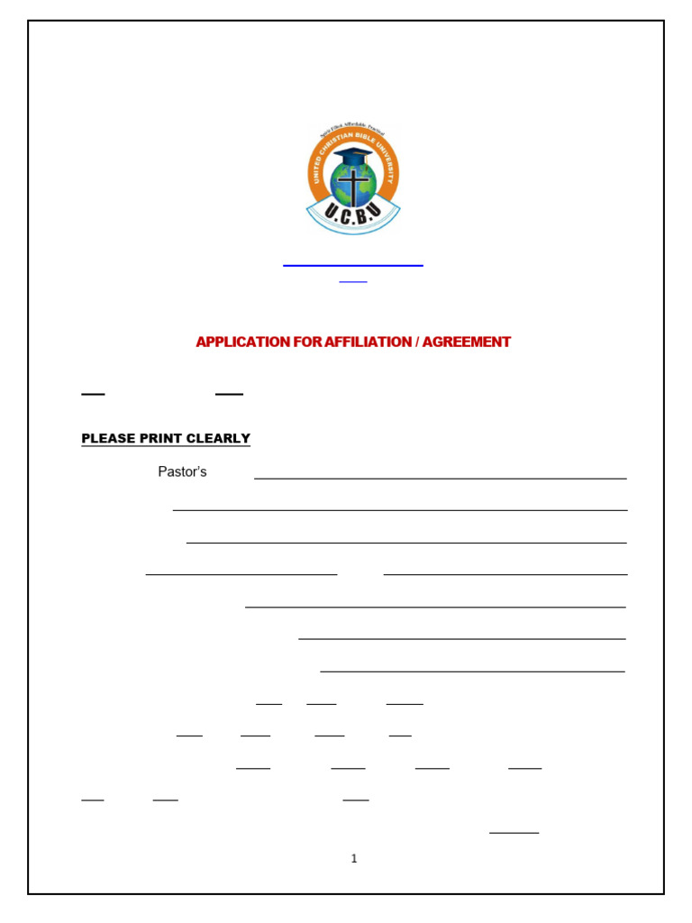 UCBU Affiliation Application Form | PDF