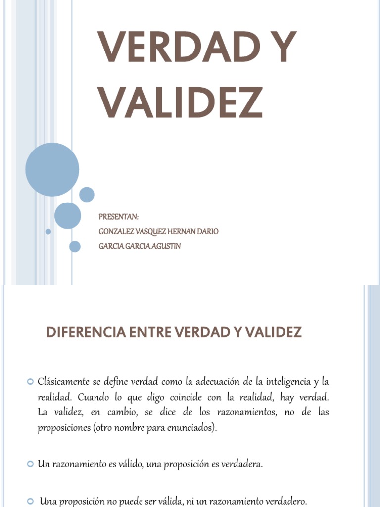 VERDAD Y VALIDEZ