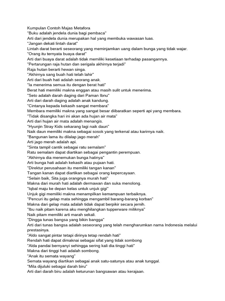 Kumpulan Contoh Majas Metafora | PDF