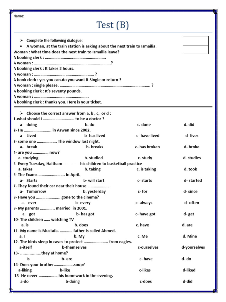 Train Station Dialogue and Exercises | PDF