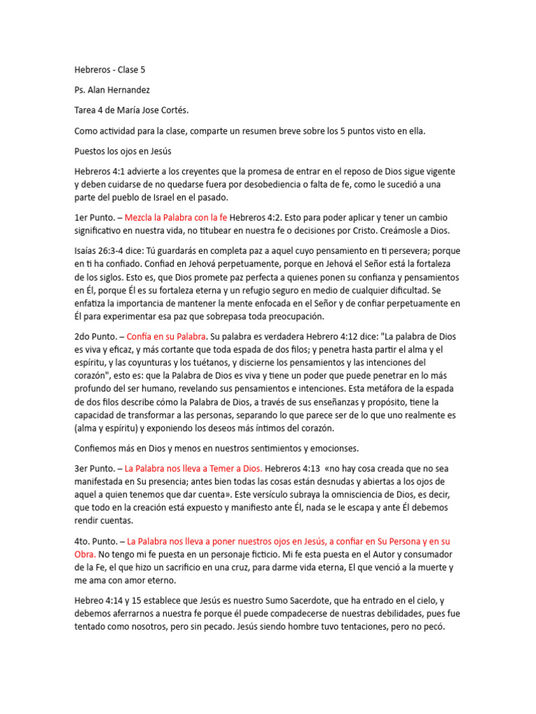 Fe y Confianza en Hebreos 4 | PDF | Fe | Cristo (título)